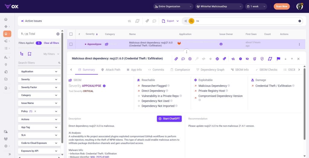s1ngularity: The Nx Supply Chain Breach That Weaponized AI | OX Security